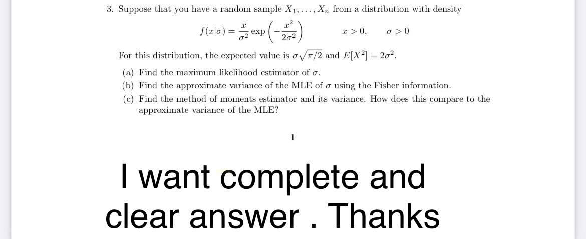 Solved Suppose that you have a random sample x1,dots,xn | Chegg.com