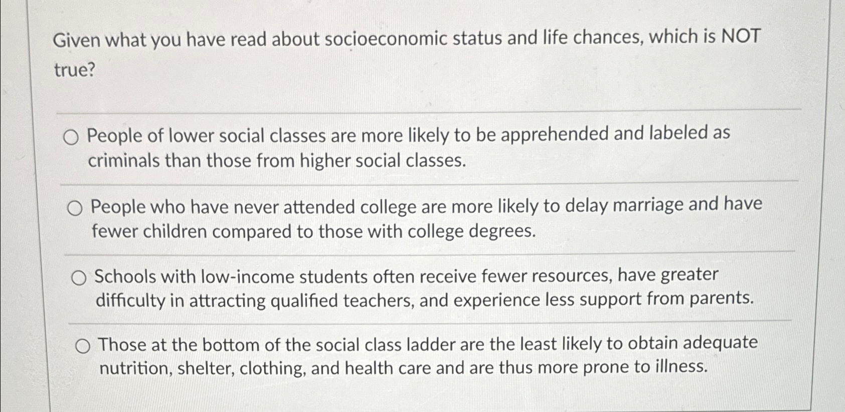 Solved Given what you have read about socioeconomic status | Chegg.com