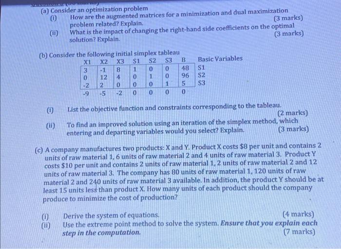 Solved (a) Consider an optimization problem How are the | Chegg.com