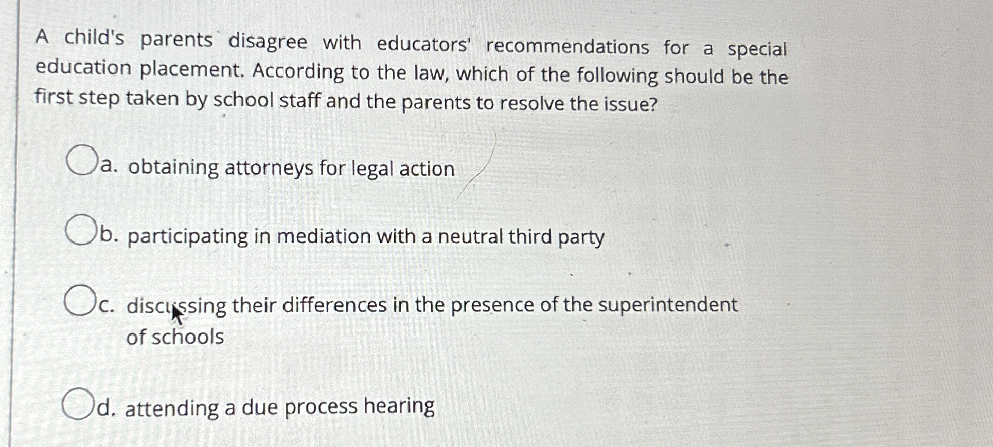 Solved A child's parents disagree with educators' | Chegg.com