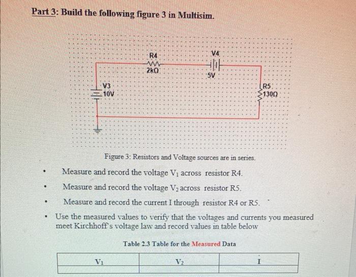 Solved Part 3: Build the following figure 3 in Multisim. | Chegg.com