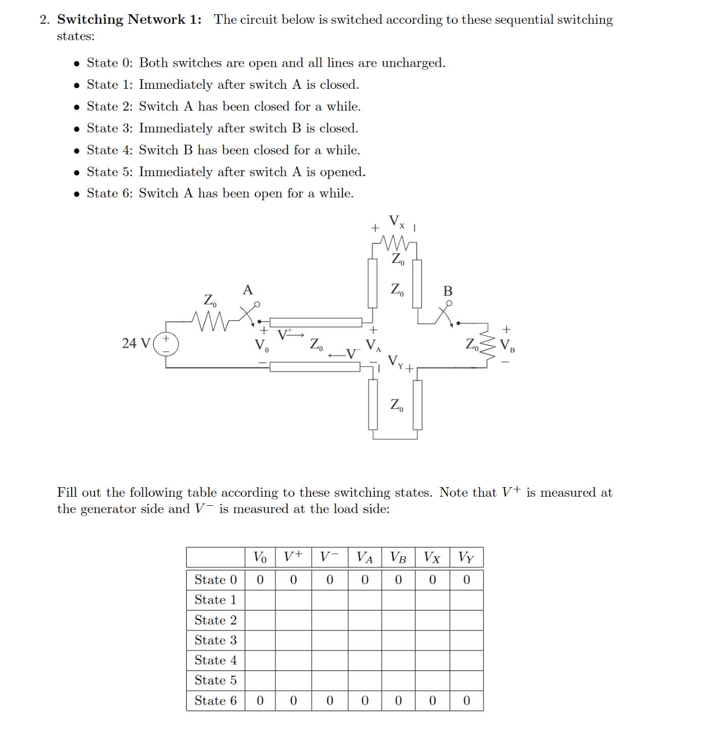 2. ﻿Switching Network 1: The circuit below is | Chegg.com
