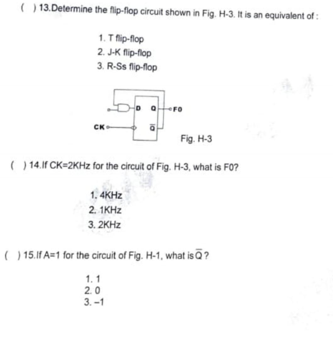 Solved ( ) 13. Determine the flip-flop circuit shown in Fig. | Chegg.com