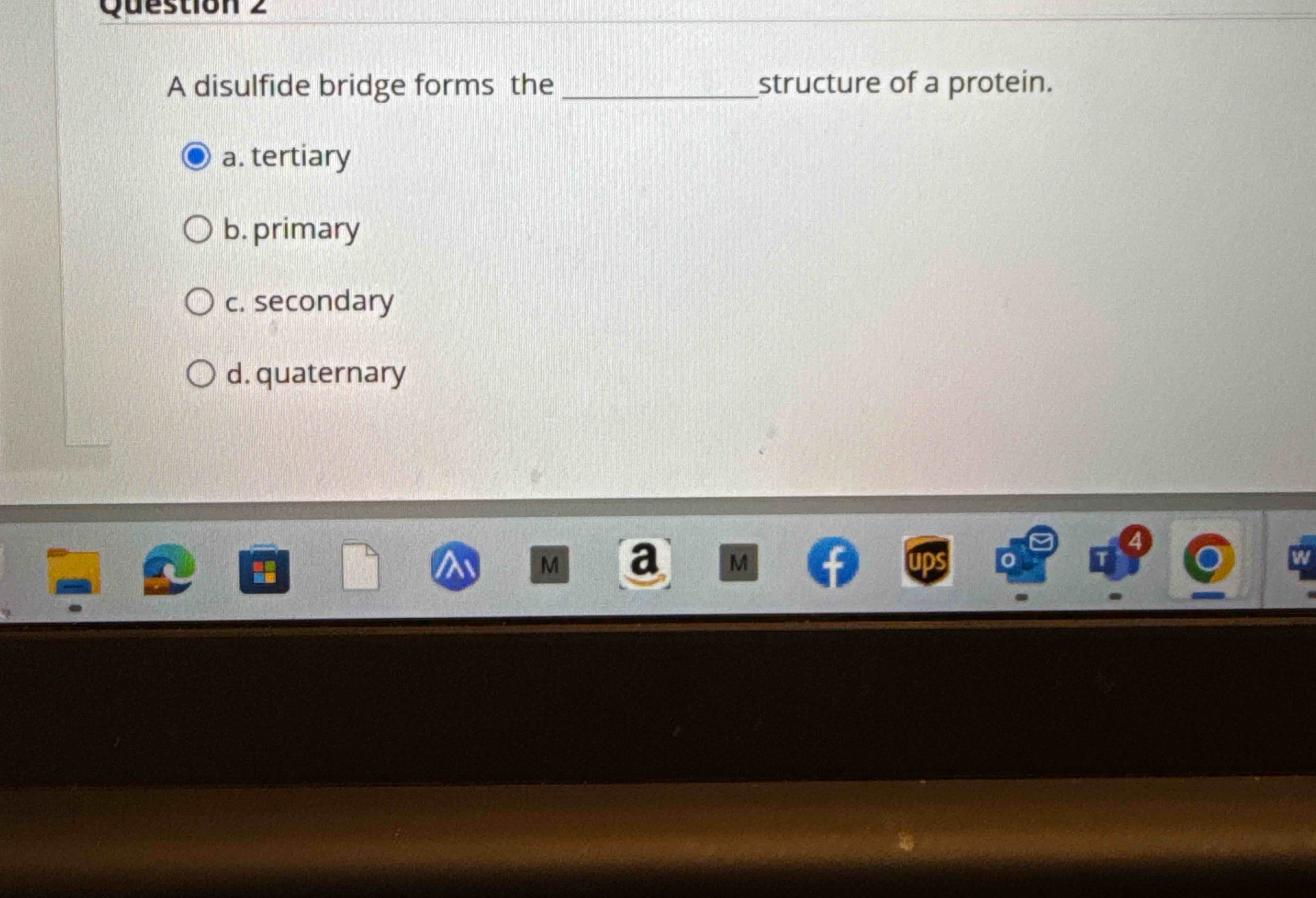 Solved A disulfide bridge forms the structure of a | Chegg.com