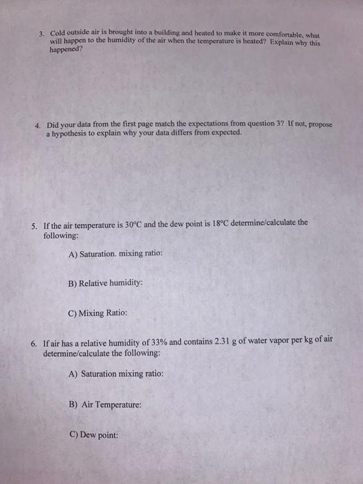 Solved Humidity Lab Note: All answers on this lab must be | Chegg.com
