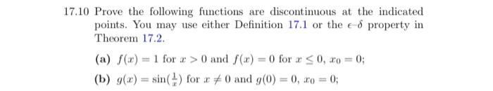Solved 10 Prove the following functions are discontinuous at | Chegg.com