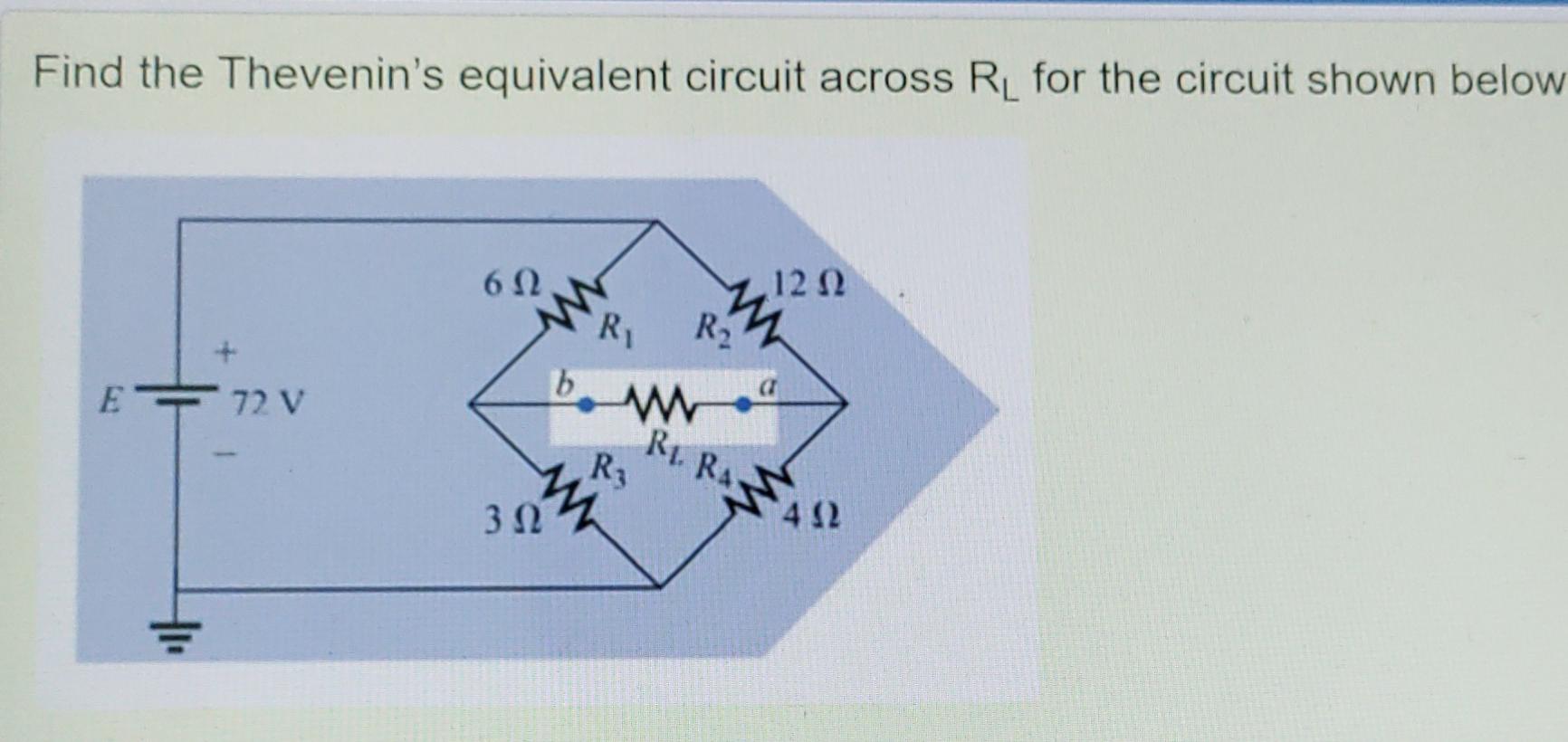 Solved Find the Thevenin's equivalent circuit across RL for | Chegg.com
