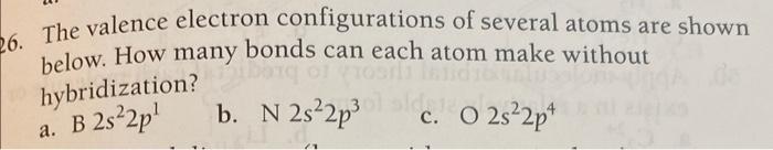 Solved 6. The valence electron configurations of several | Chegg.com