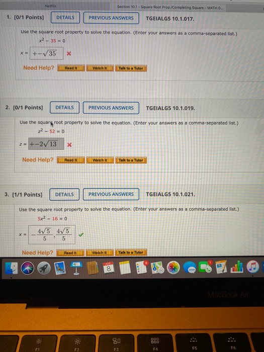 Solved Net Section 10.1 - Square Root Prop./Completing | Chegg.com