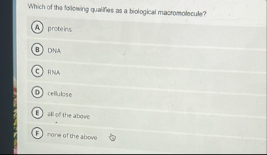 Solved Which of the following qualifies as a biological | Chegg.com