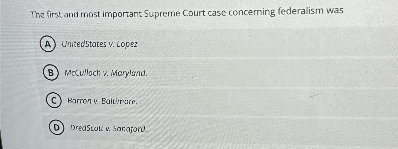 Solved The first and most important Supreme Court case | Chegg.com