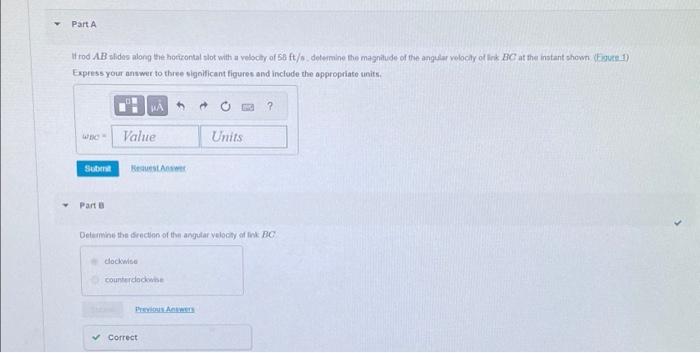 Solved V Part A If rod AB slides along the horizontal slot | Chegg.com