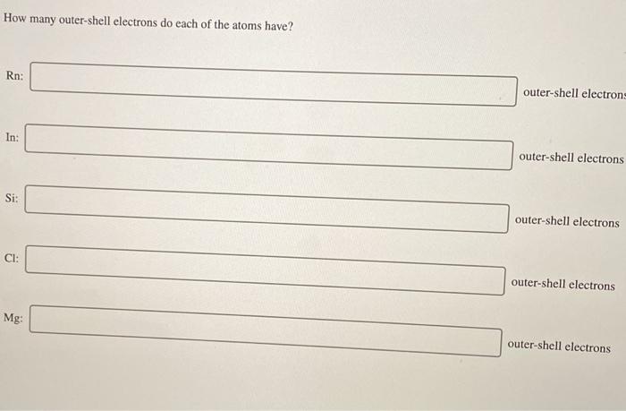 Solved How many outer-shell electrons do each of the atoms | Chegg.com