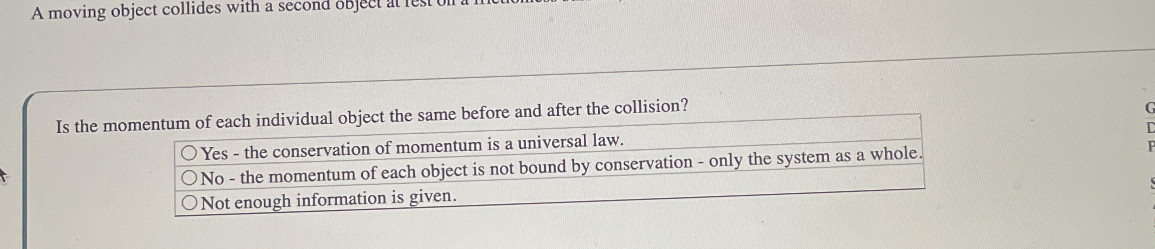 Solved A moving object collides with a second object at rest | Chegg.com