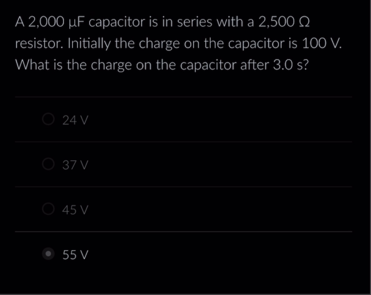 Solved A 2,000 μF ﻿capacitor is in series with a 2,500Ω | Chegg.com