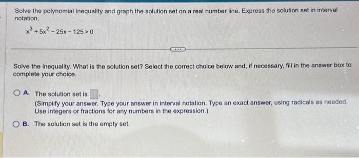 Solved Solve the polynomial inequality and graph the | Chegg.com