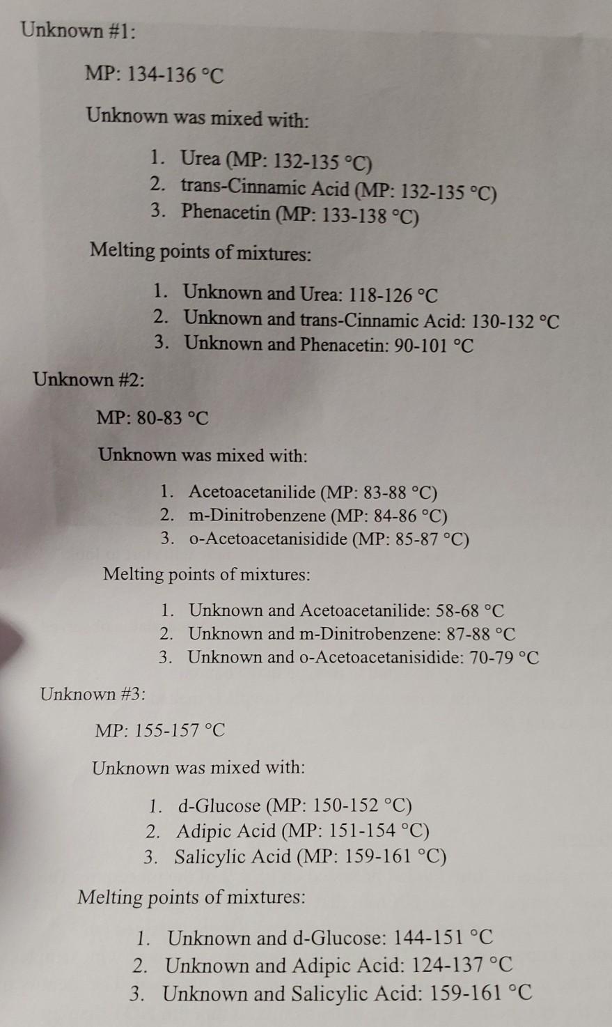 Solved 1. What is the identity of unknown #1? 2. What is the | Chegg.com