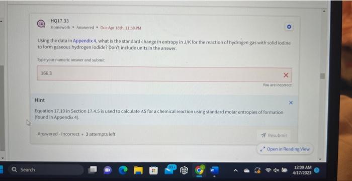 HQ17.33 Homework * Answered = Dae Apr tath, 1145MM | Chegg.com