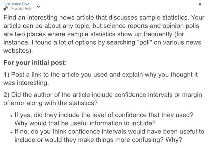 Solved Discussion Five Discussion Topic Find an interesting | Chegg.com
