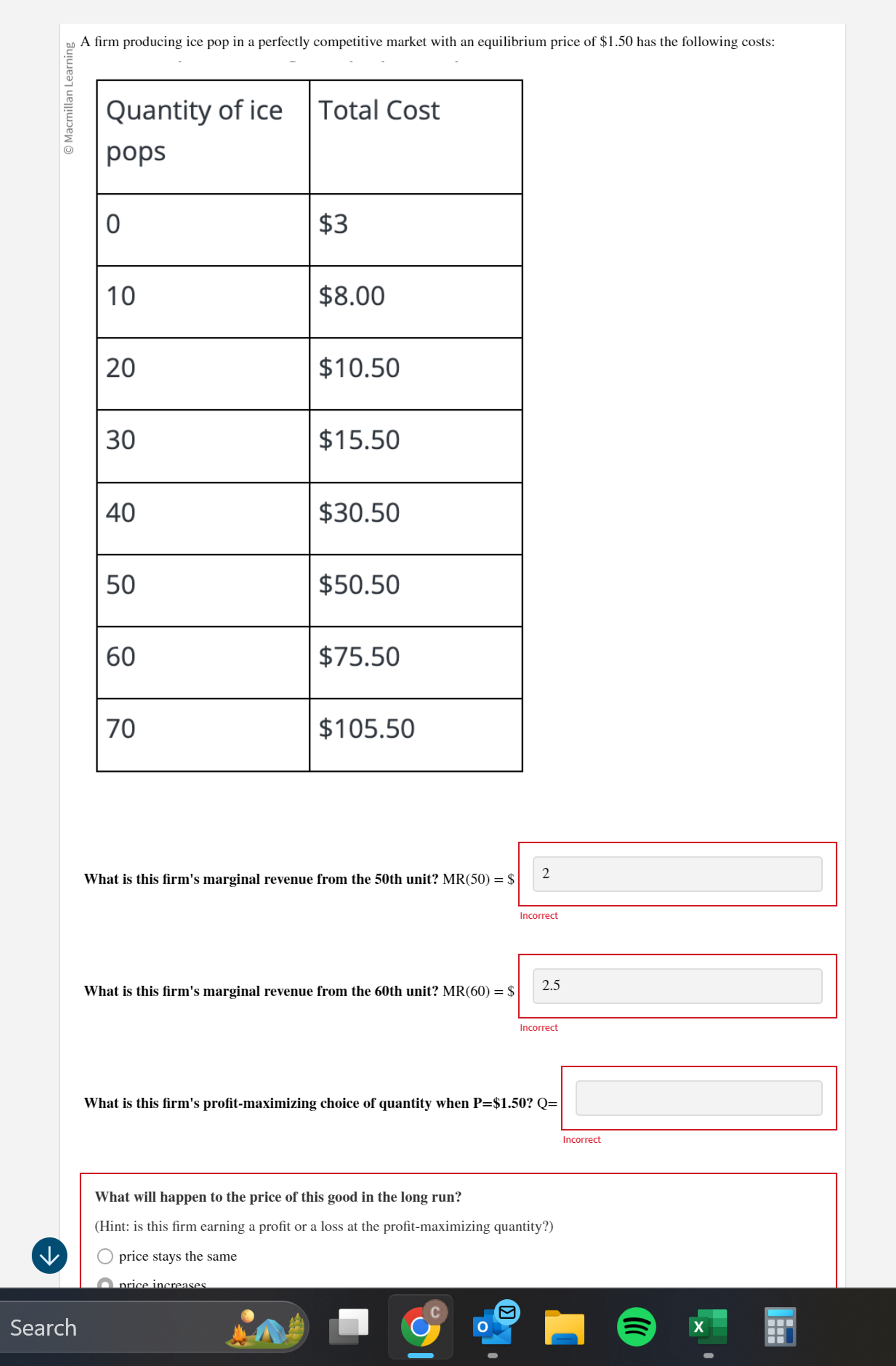 Solved \table[[\table[[Quantity of ice],[pops]],Total | Chegg.com