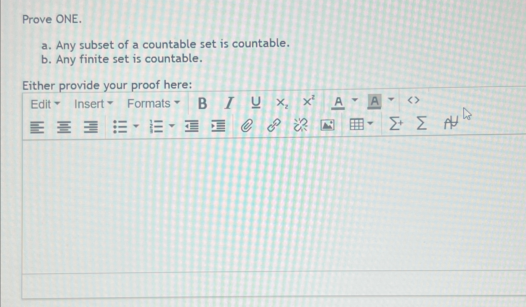 Solved Prove ONE.a. ﻿Any subset of a countable set is | Chegg.com