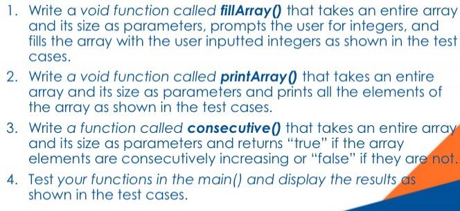 Solved 1 Write A Void Function Called Fillarray That Takes