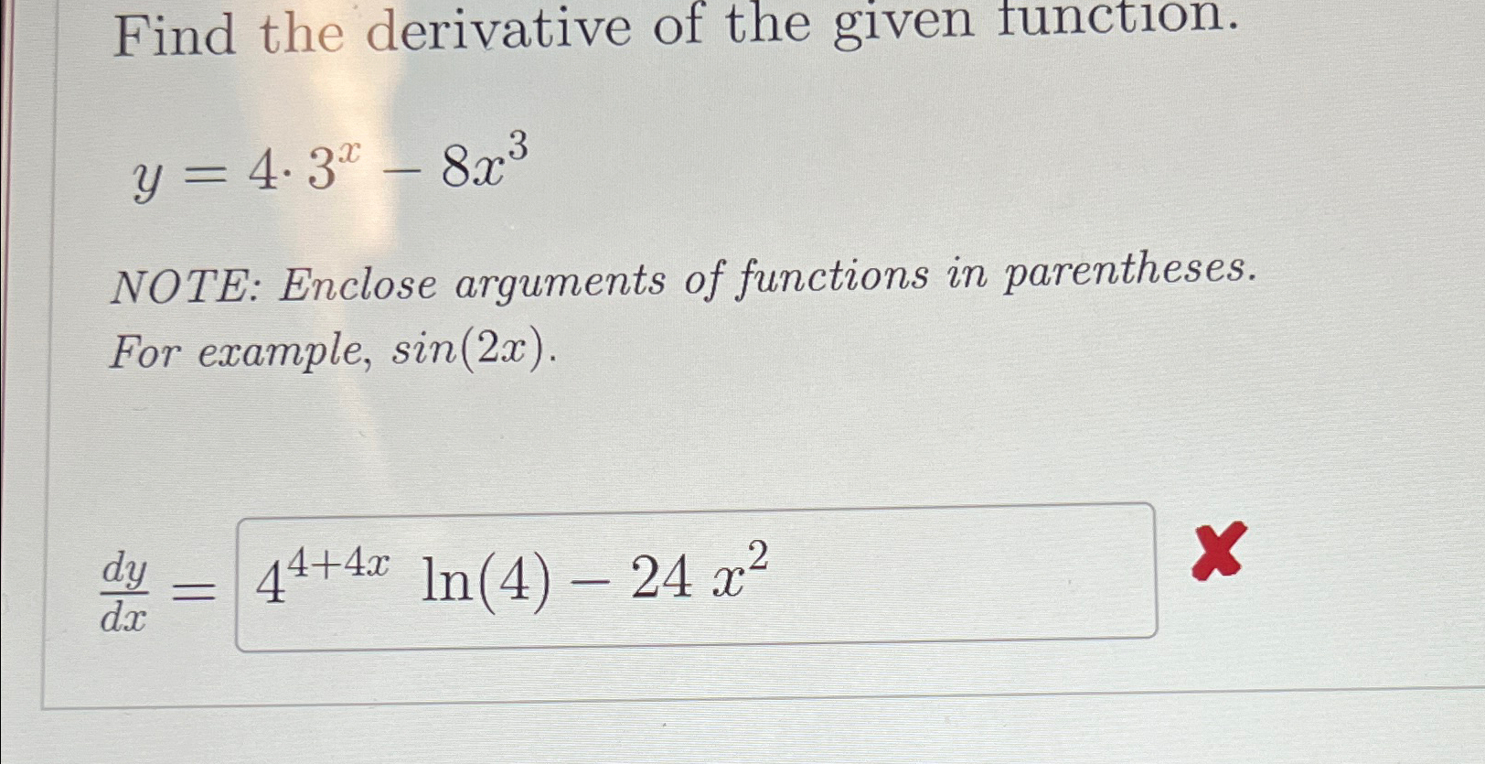 Solved Find the derivative of the given | Chegg.com