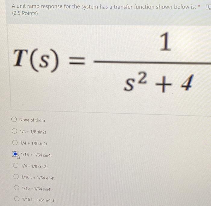 Solved A unit ramp response for the system has a transfer | Chegg.com