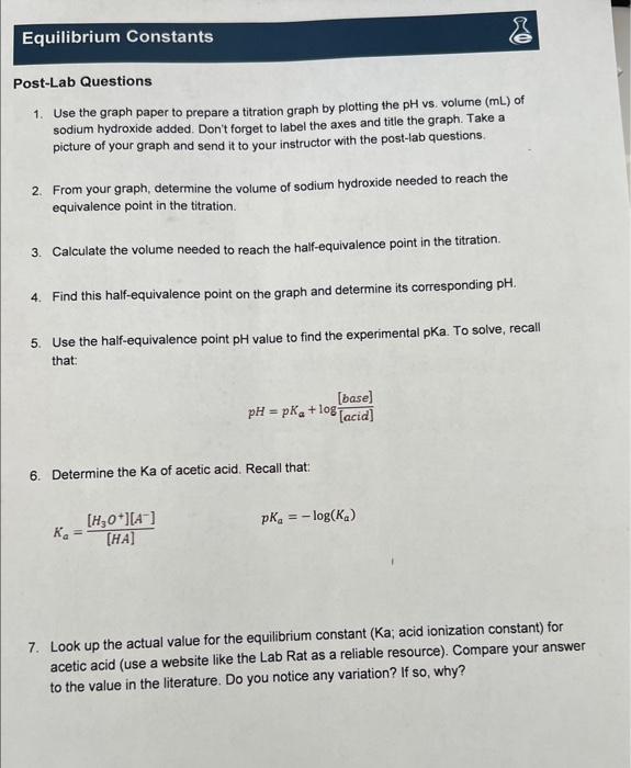 Solved EXPERIMENT 1: EQUILIBRIUM CONSTANTS Data Sheet Table | Chegg.com