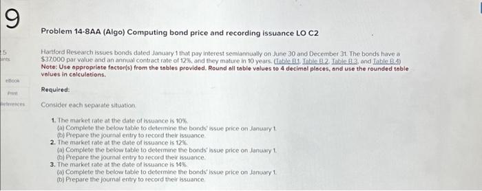 Solved Problem 14-8AA (Aigo) Computing bond price and | Chegg.com