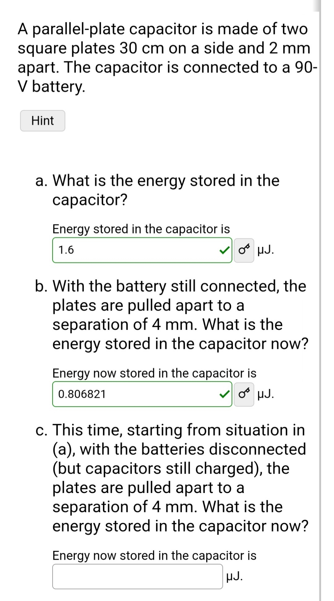 A parallel-plate capacitor is made of two square | Chegg.com