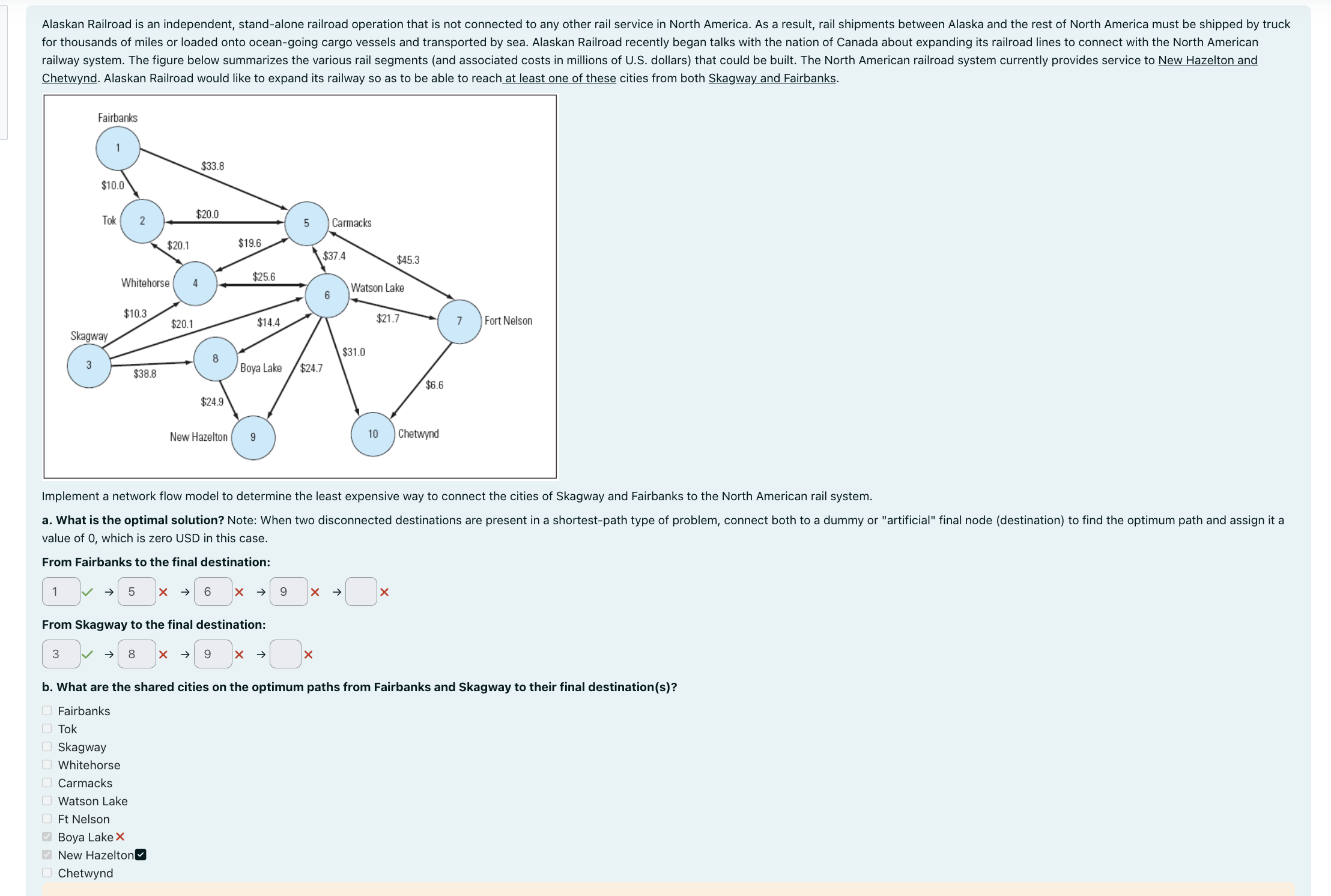 Solved costly atererative. Chetwynd. Alaskan Railroad would | Chegg.com