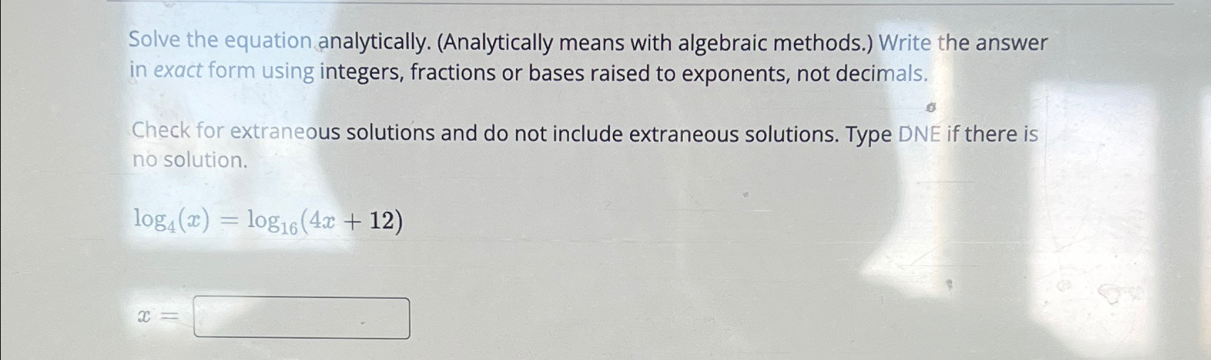 Solved Solve the equation analytically. (Analytically means | Chegg.com