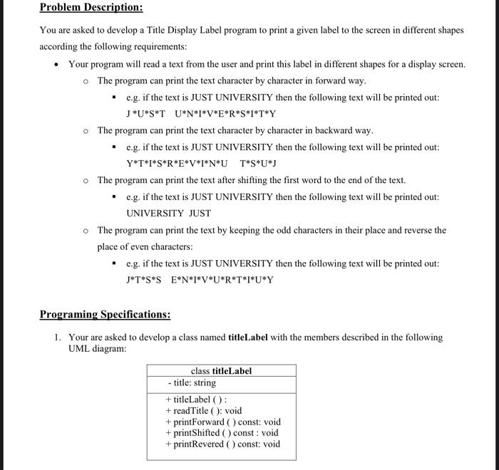 Solved Problem Description: You are asked to develop a Title | Chegg.com