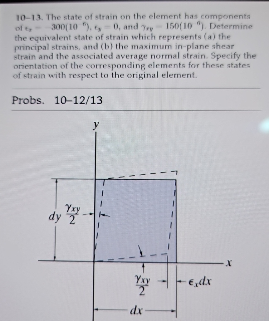 Solved 10-13. ﻿The state of strain on the element has | Chegg.com