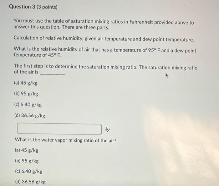 Solved Relative humidity and dew point temperature | Chegg.com