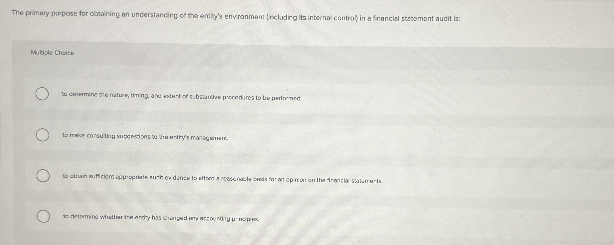 Solved The primary purpose for obtaining an understanding of | Chegg.com