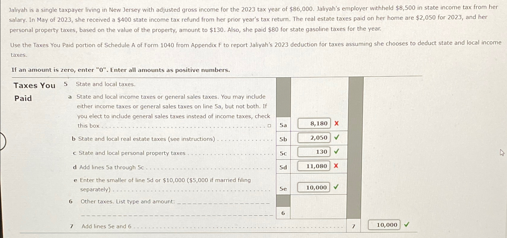 Solved Jaliyah is a single taxpayer living in New Jersey | Chegg.com