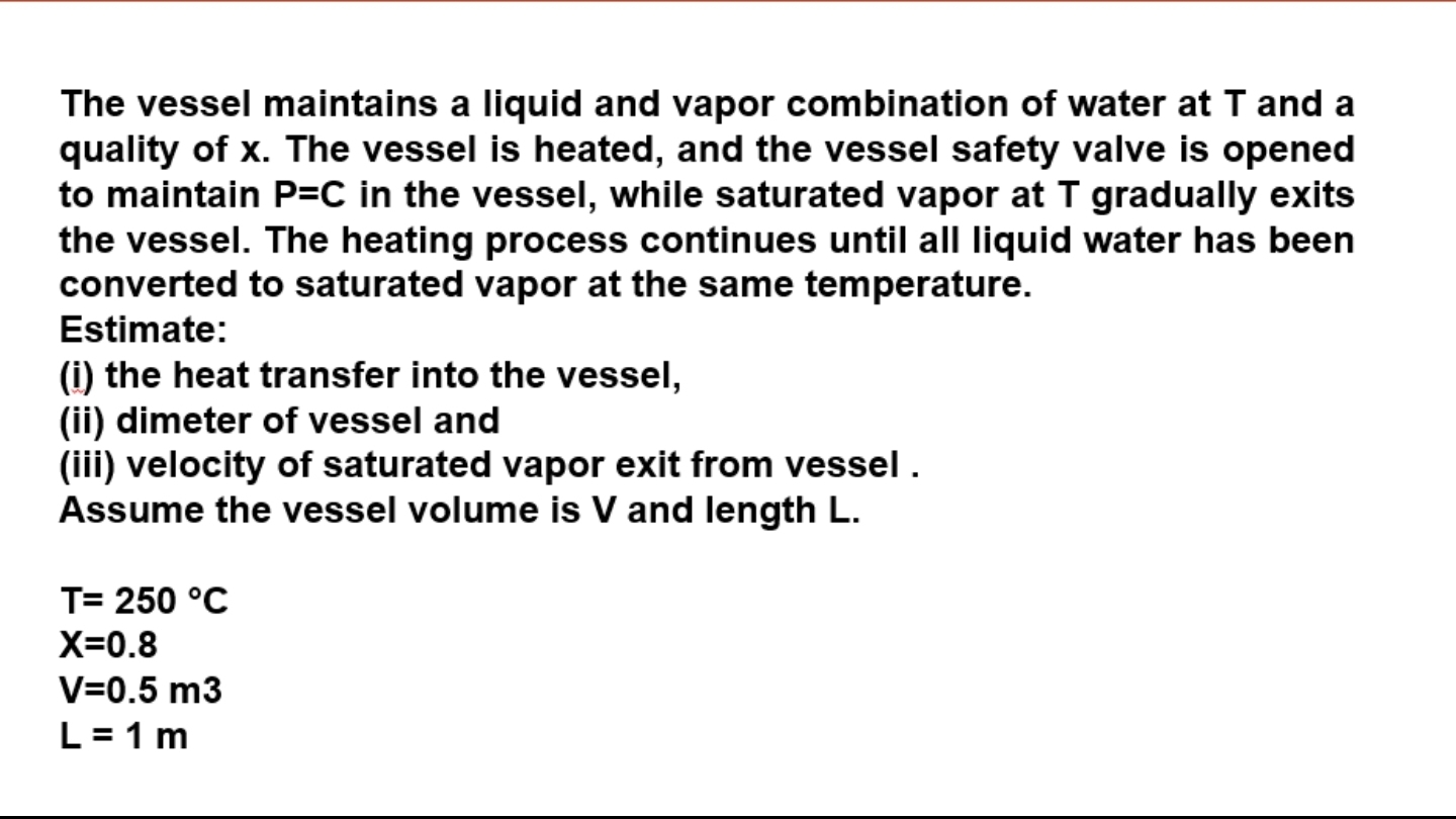 Solved The vessel maintains a liquid and vapor combination | Chegg.com