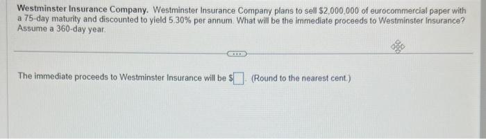 Solved Westminster Insurance Company. Westminster Insurance | Chegg.com
