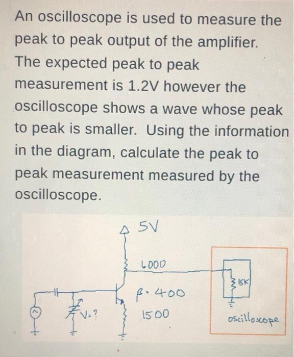 Solved An oscilloscope is used to measure the peak to peak | Chegg.com