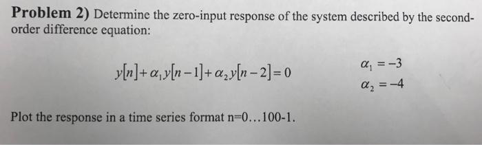 Solved Problem 2) Determine the zero-input response of the | Chegg.com