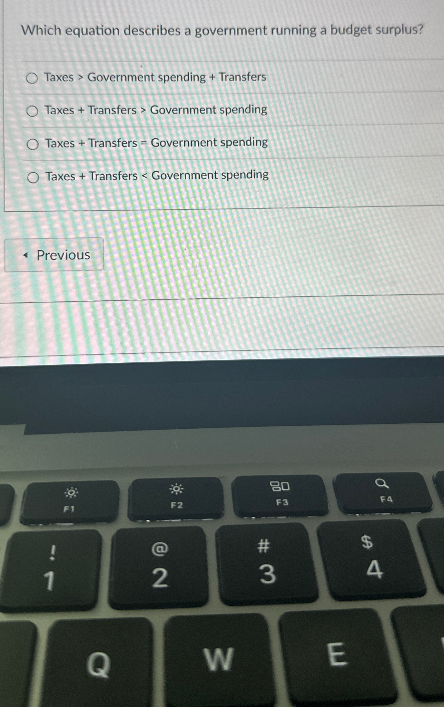Solved Which equation describes a government running a | Chegg.com