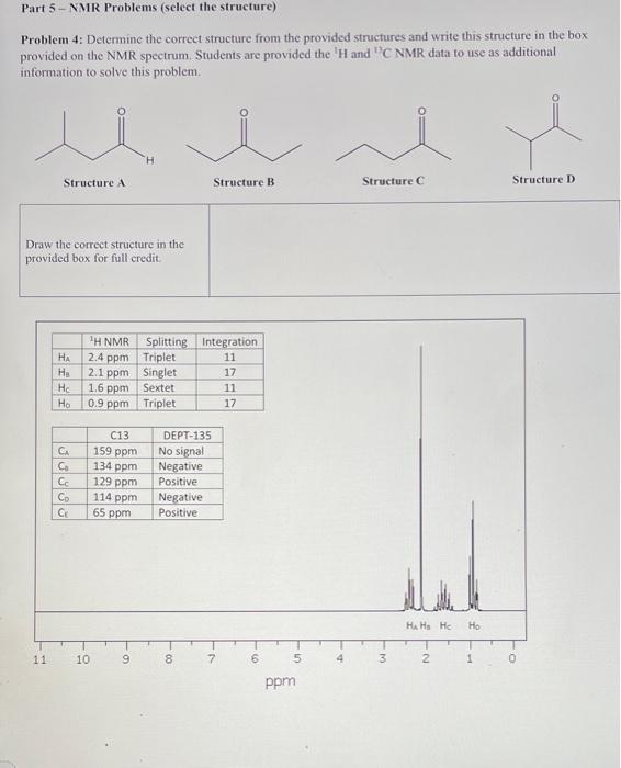 Solved NMR Spectroscopy Worksheet This assignment will be | Chegg.com