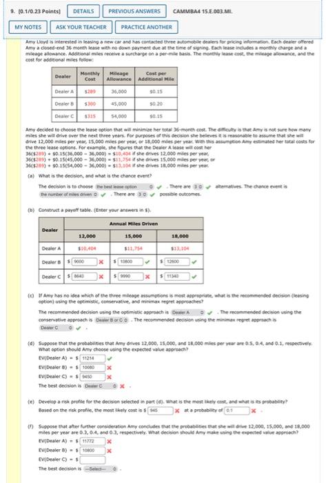 Solved 9.10.1/0.23 Points DETAILS PREVIOUS ANSWERS CAMMBAG | Chegg.com