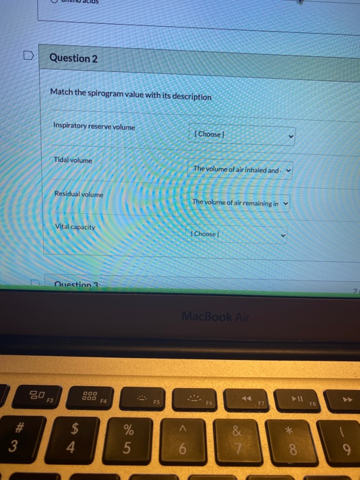 Solved Question 2 Match the spirogram value with its | Chegg.com