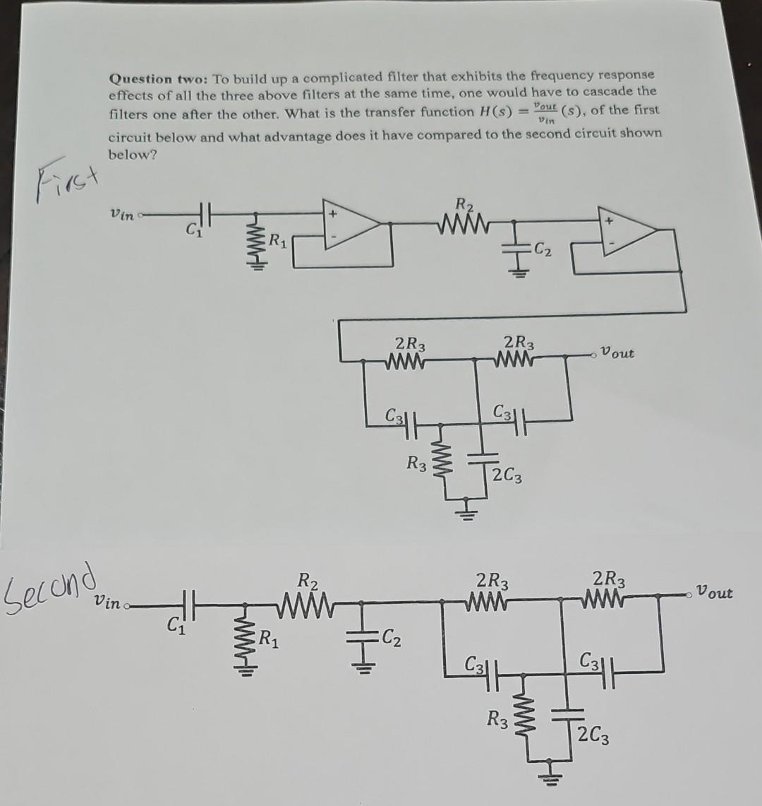 Solved Question two: To build up a complicated filter that | Chegg.com