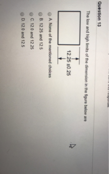 Solved Question 13 The low and high limits of the dimension | Chegg.com