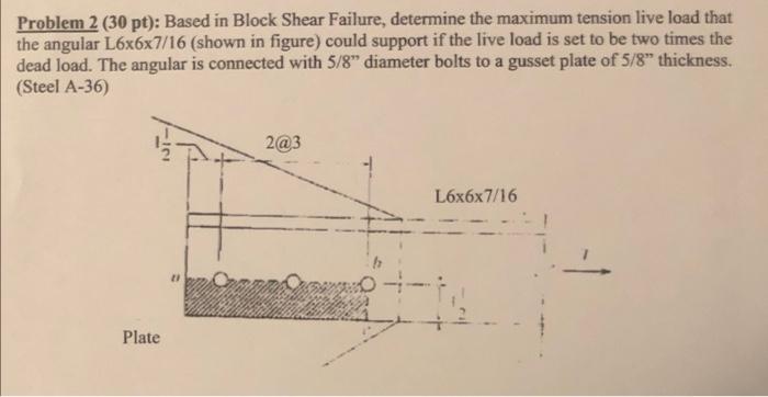 Solved Based in Block Shear Failure, determine the maximum | Chegg.com