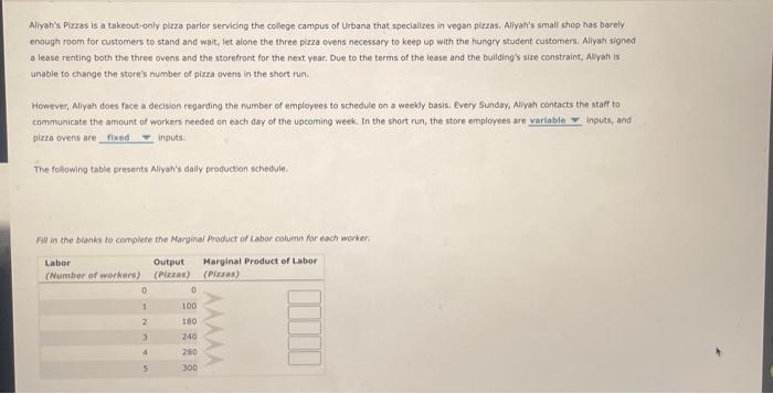 Solved Alyah's Pizzas is a takeout-only plzza parior | Chegg.com